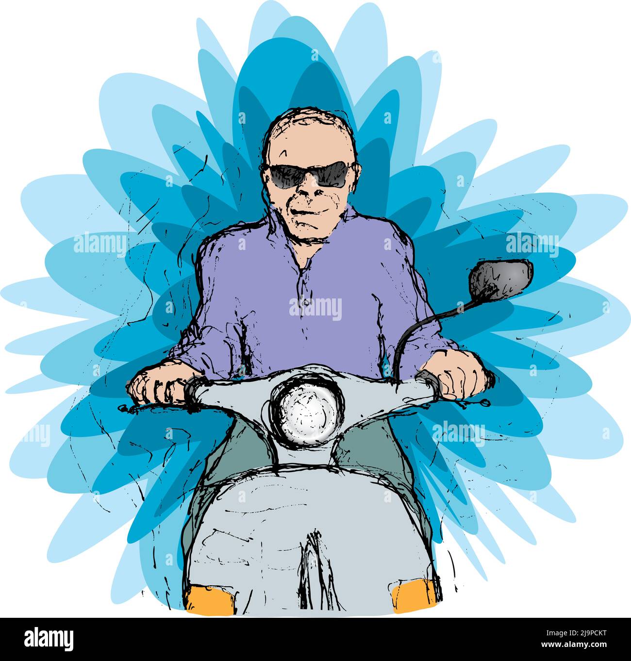 Man driving scooter, vector illustration Stock Vector Image & Art - Alamy