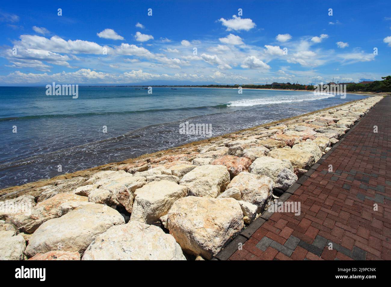 The Kuta Beach Path running from Tuban to Kuta with hotels on one side ...