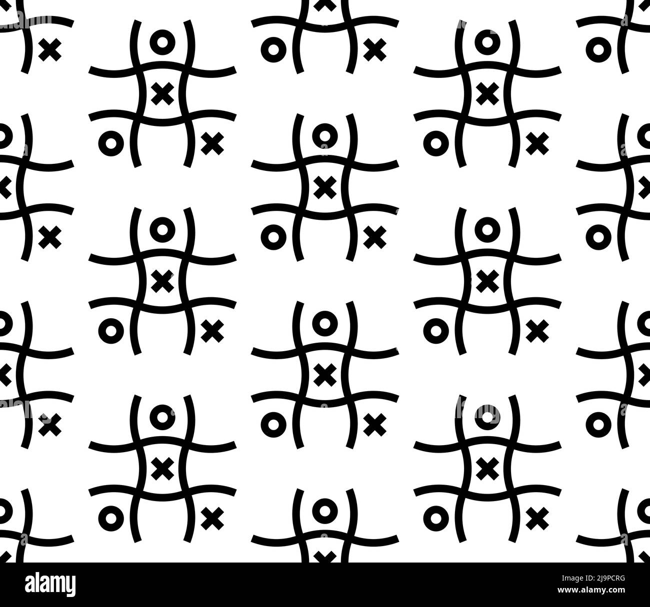 Tic Tac Toe. Black and white seamless pattern full od tic tac toe ...