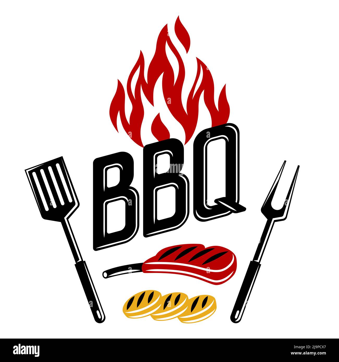 Bbq background with grill objects and icons. Stylized kitchen and ...