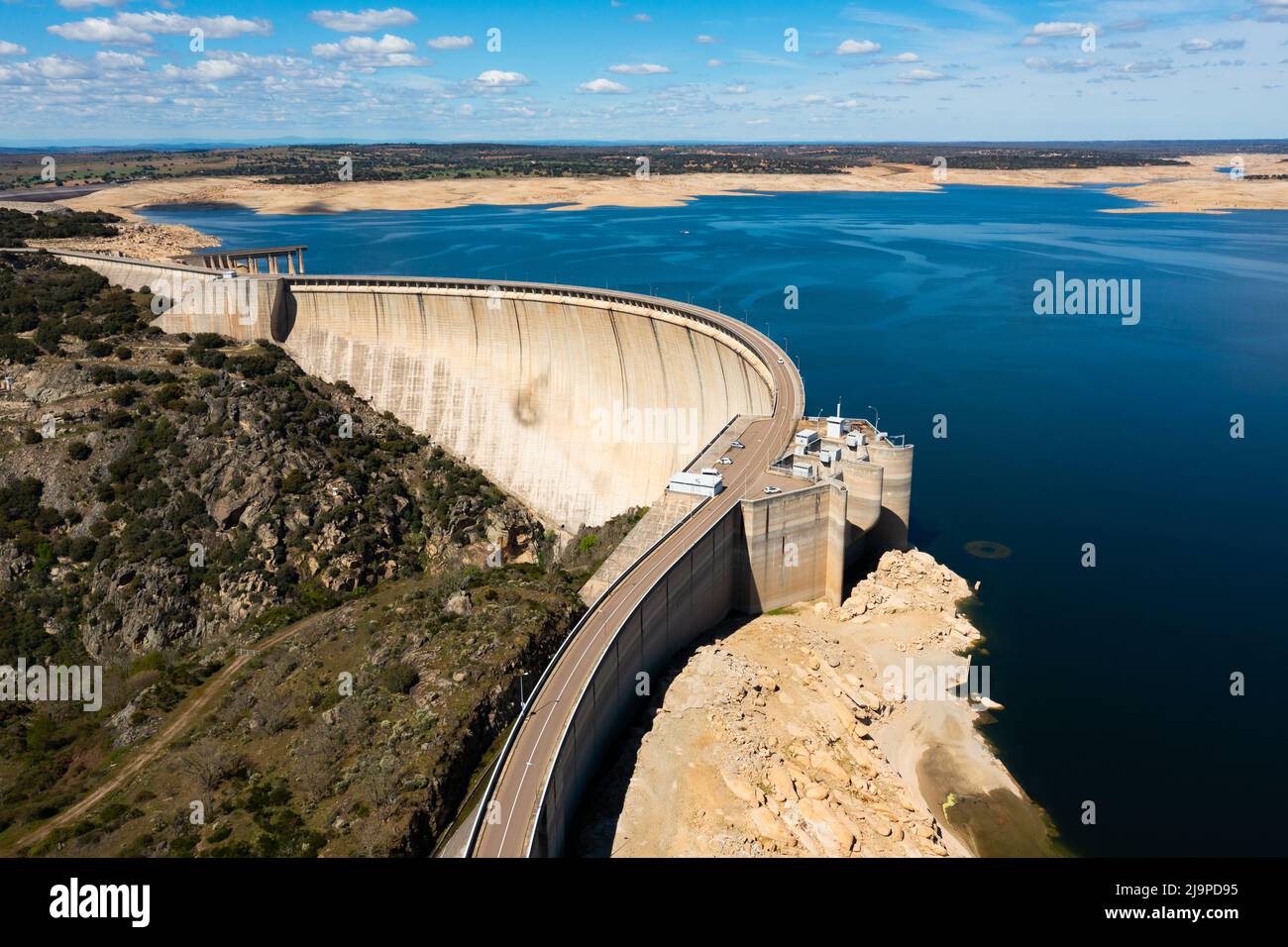 Bird's eye view of Almendra Dam in Salamanca, Spain Stock Photo - Alamy