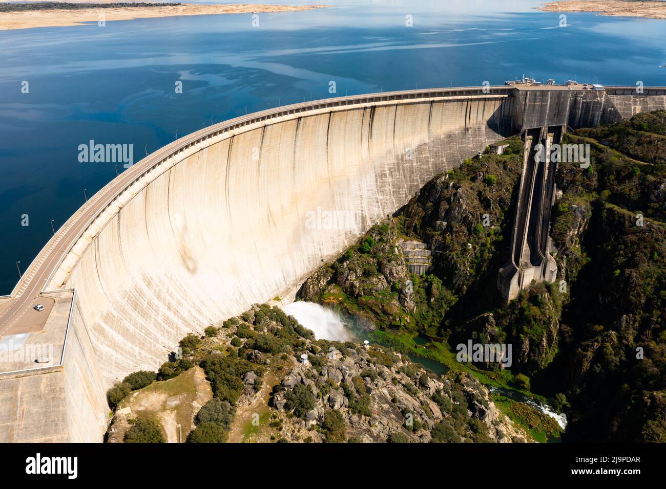 Bird's eye view of Almendra Dam in Salamanca, Spain Stock Photo - Alamy