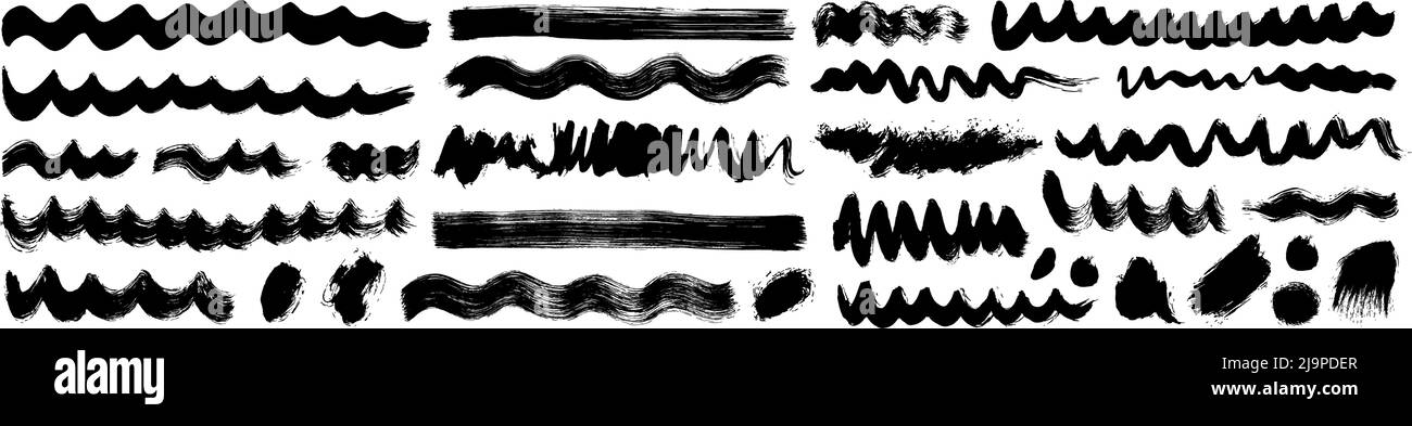 Collection of wavy black lines and brush strokes Stock Vector Image ...