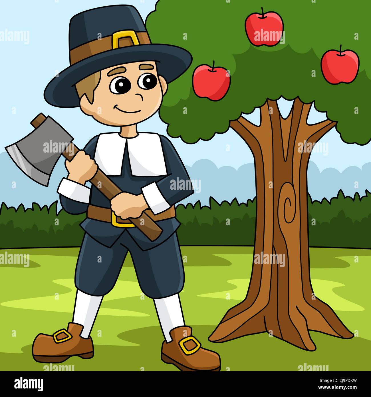 Thanksgiving Pilgrim Boy Cartoon Illustration Stock Vector Image & Art ...