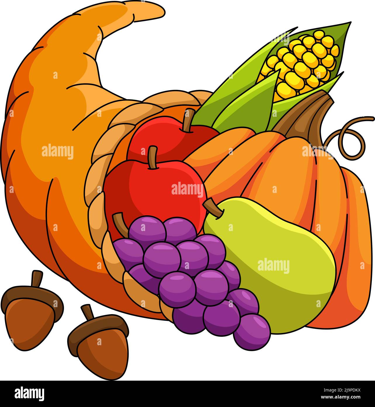 Thanksgiving Cornucopia Cartoon Colored Clipart Stock Vector Image ...