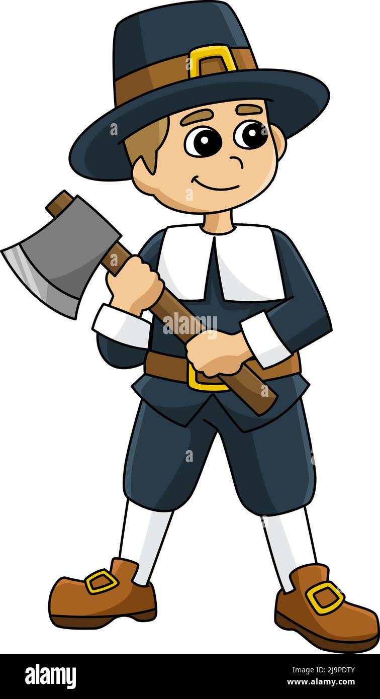 Thanksgiving Pilgrim Boy Colored Cartoon Clipart Stock Vector Image ...