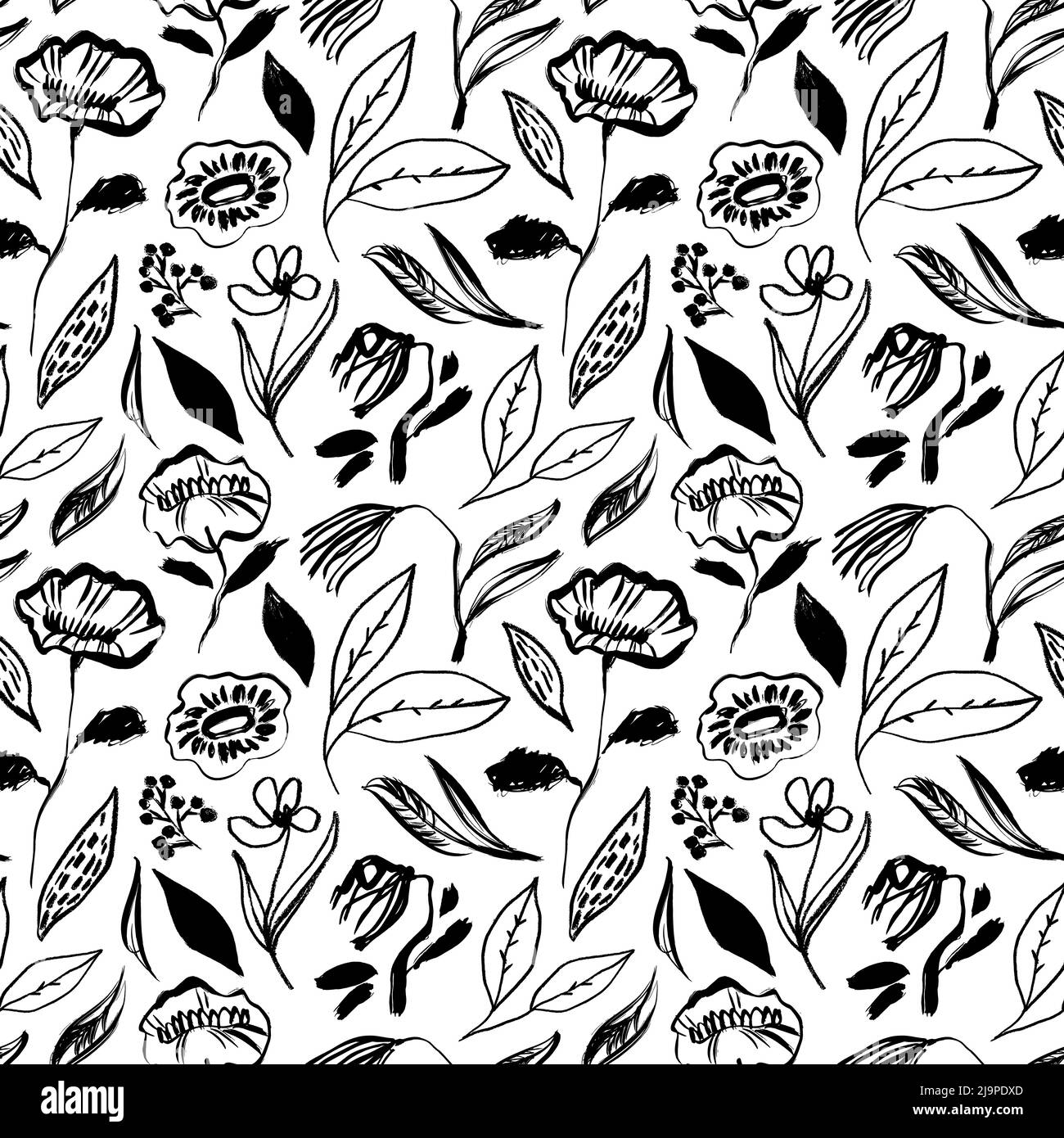 Contour plants pattern Stock Vector Images - Alamy