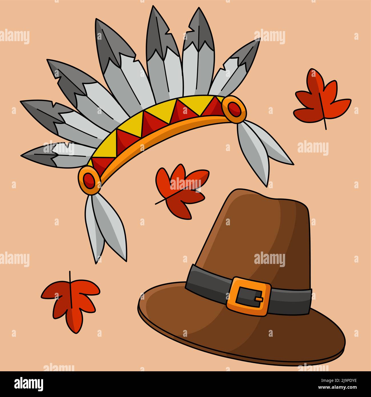 Thanksgiving Pilgrim Hat Headdress Illustration Stock Vector Image ...