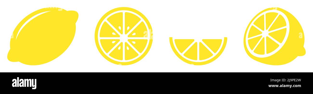Lemon yellow icon set. Vector illustration isolated on white background ...