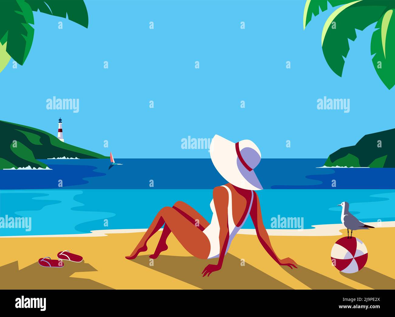 Caribbean Woman On Beach Stock Vector Images Alamy