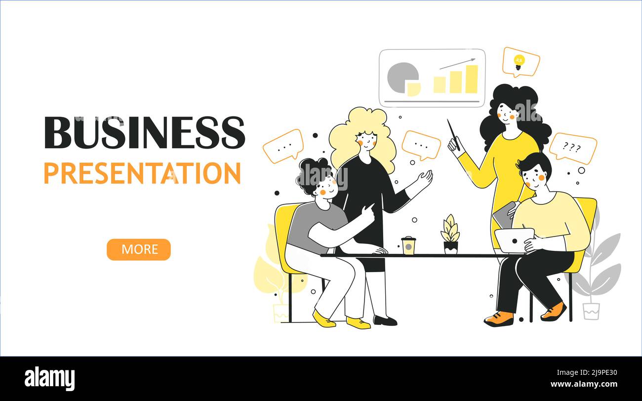 Cartoon character office planning meeting for concept design, flat ...