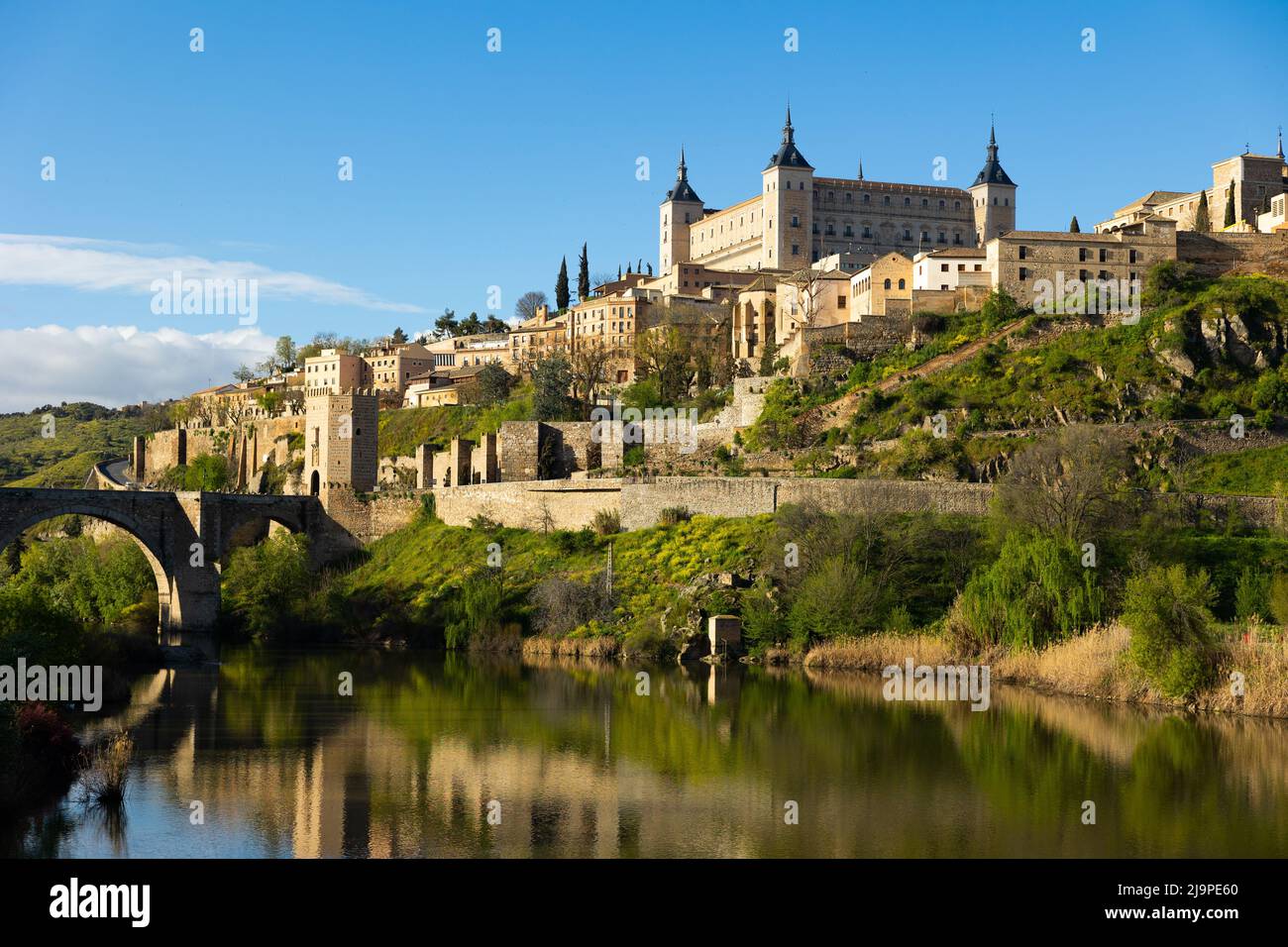 Landscape with a view of the Alcantara Bridge and the Alcazar de Toledo ...
