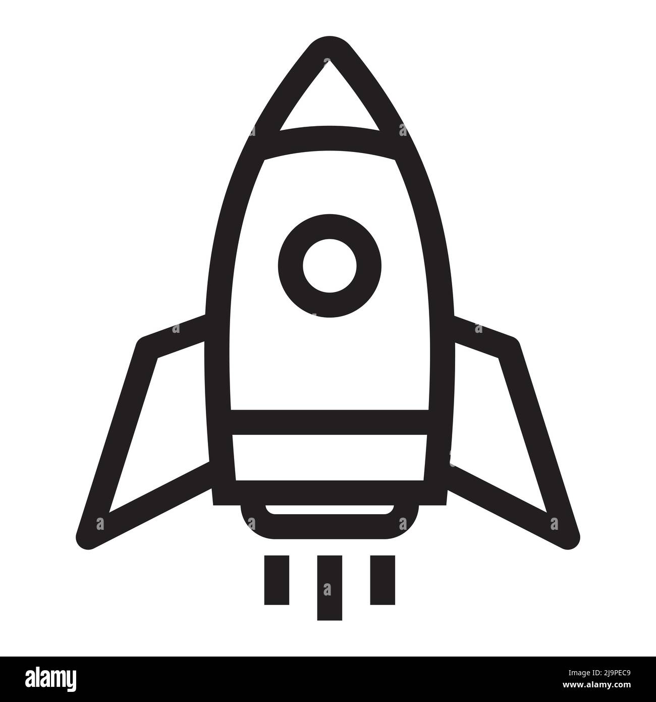 Rocket icon in outline style on white background Stock Vector Image ...