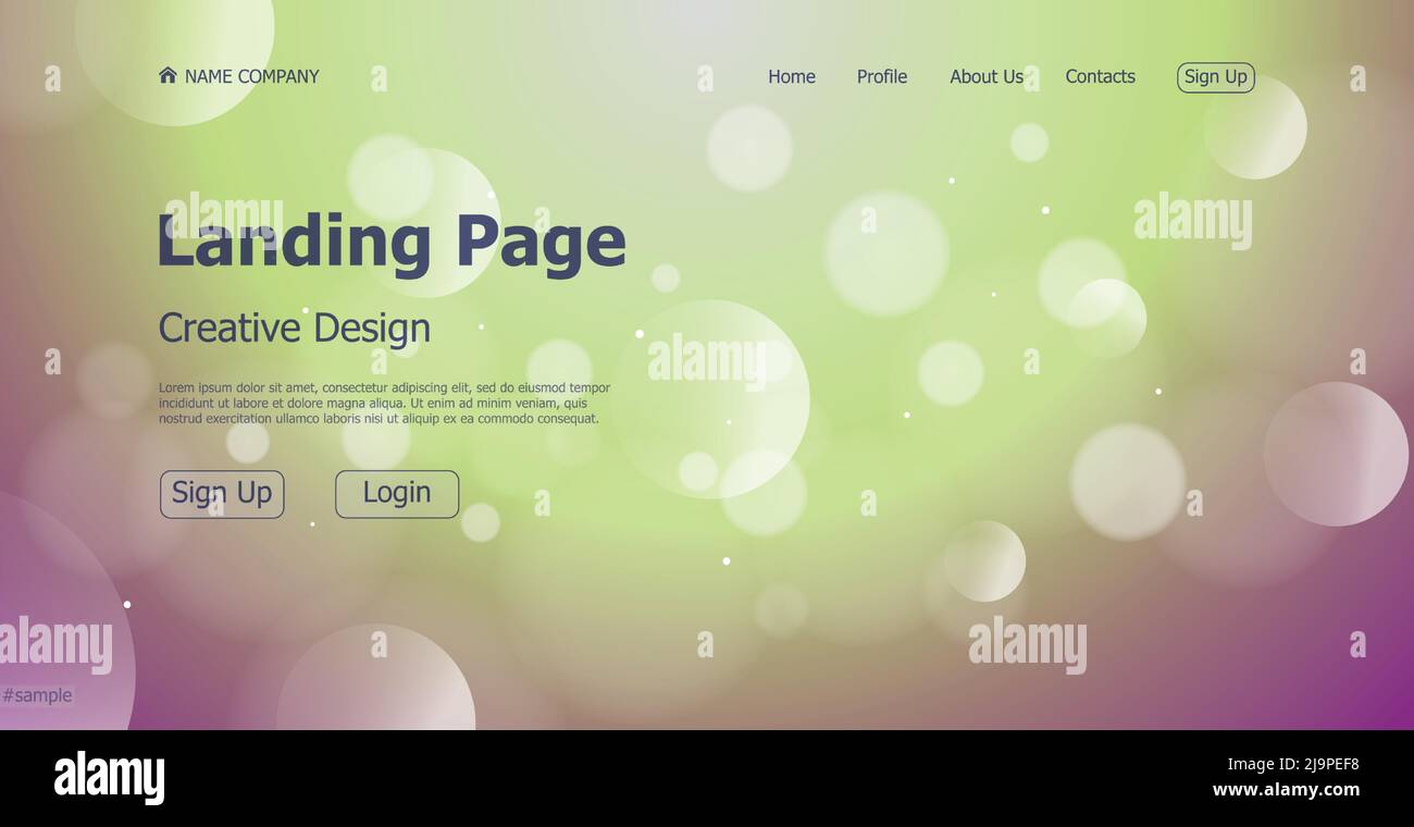 Landing page one page creative bokeh website web page design - Vector illustration Stock Vector ...