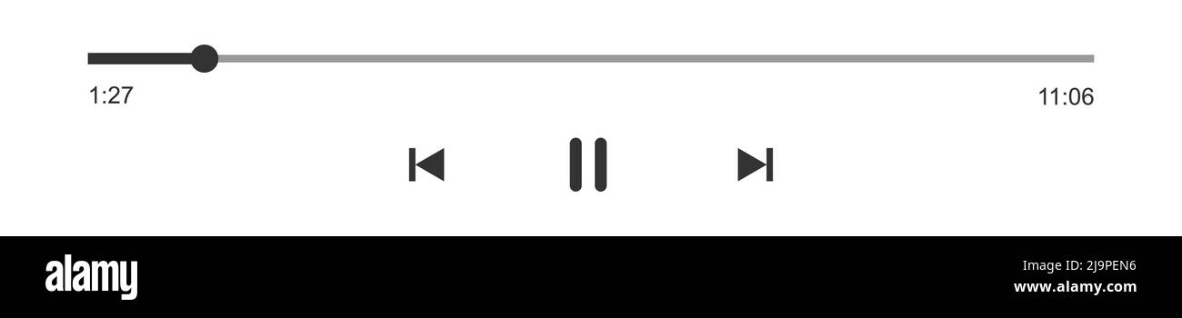 Loading bar with time slider, pause, rewind and fast forward buttons. Video or audio player ...
