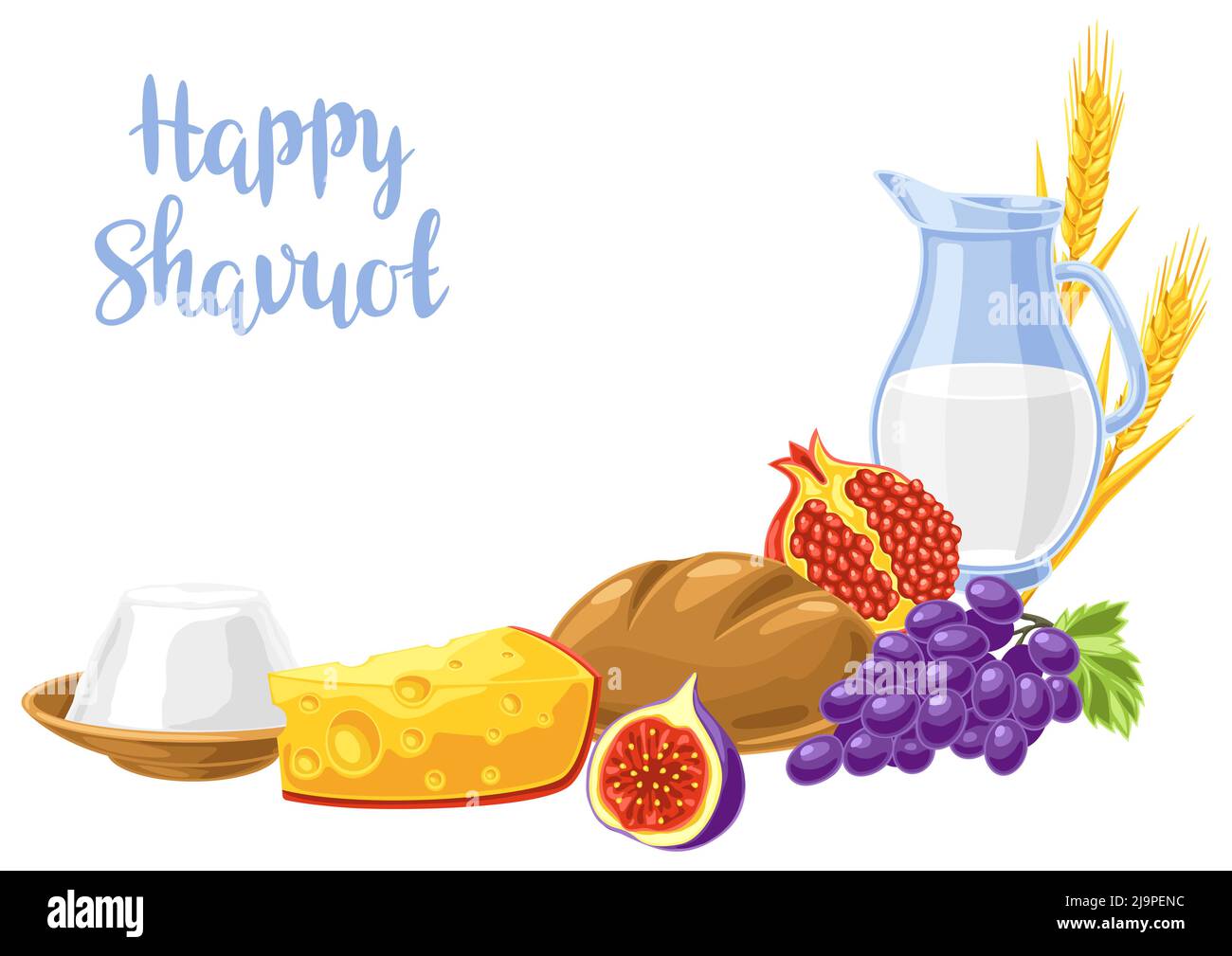 Happy Shavuot decorative frame. Holiday background with Jewish festival ...