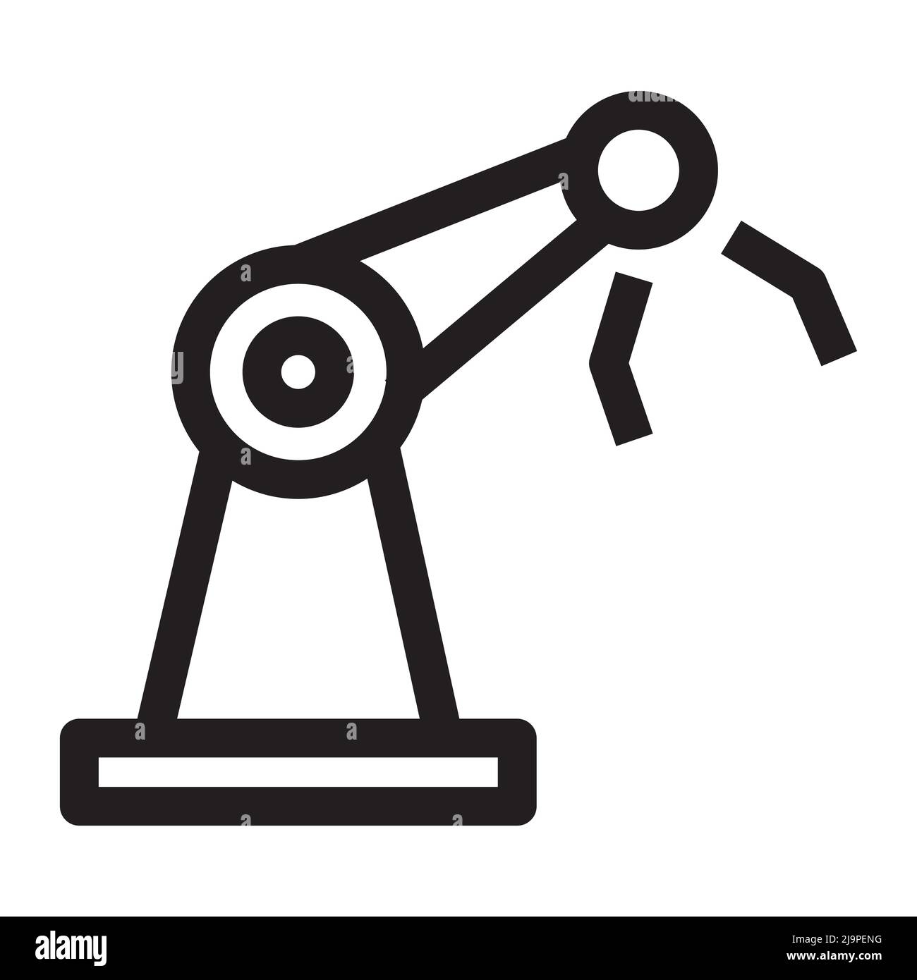 Assembly robot in a factory icon in outline style on white background ...