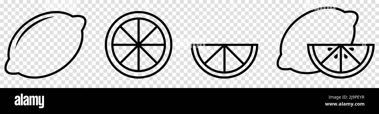 Lemon line icons. Vector illustration isolated on transparent ...
