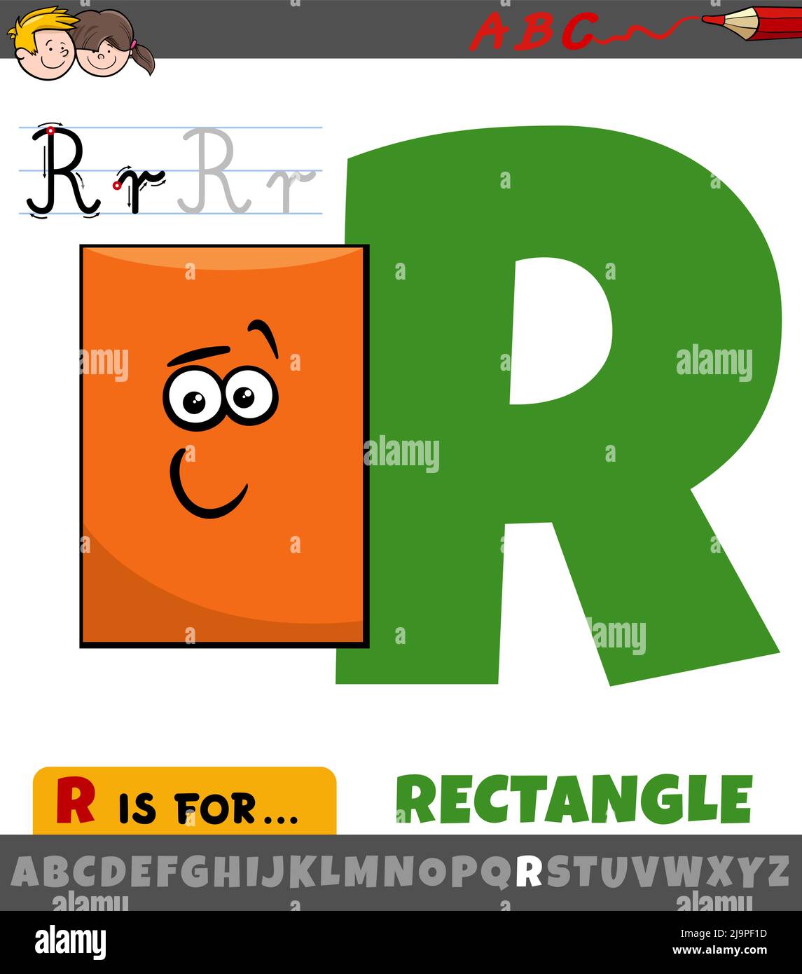Educational cartoon illustration of letter R from alphabet with ...