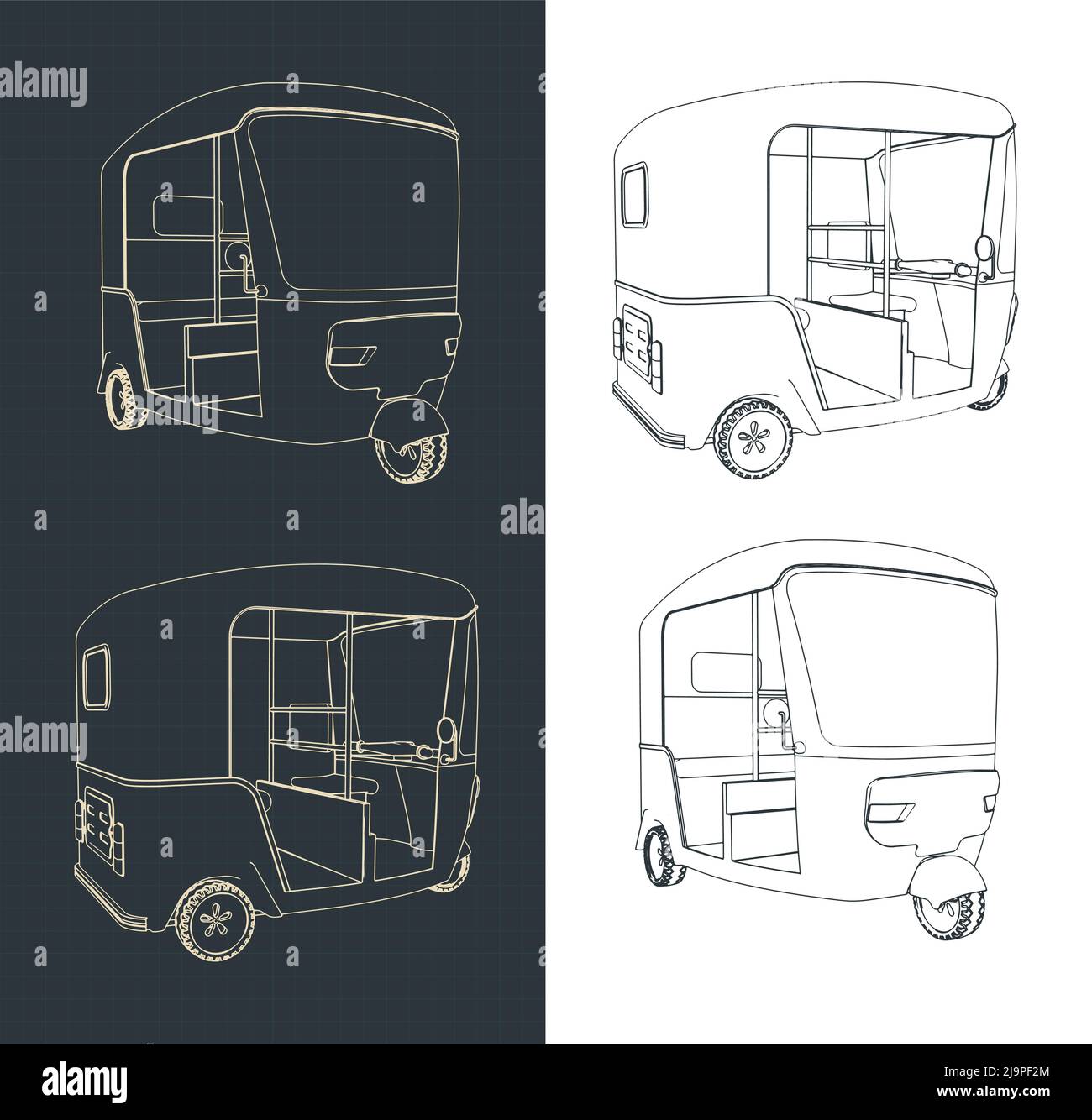 Stylized vector illustrations of auto rickshaw Stock Vector Image & Art ...