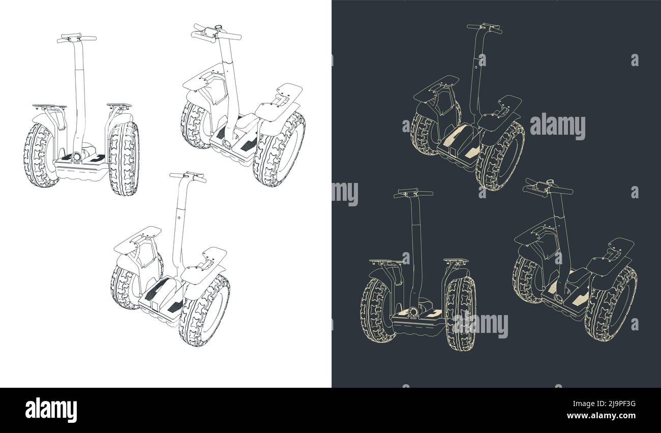 Stylized vector illustrations of drawings of segway Stock Vector Image ...