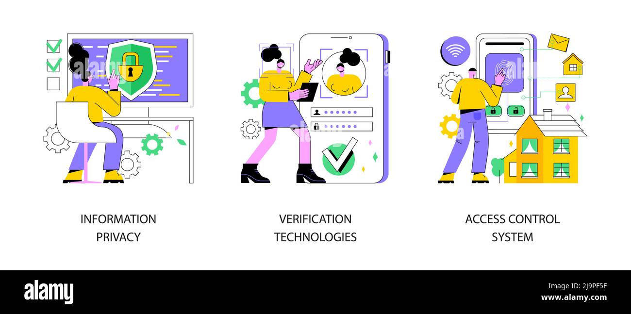 Digital security abstract concept vector illustration set. Information privacy, verification ...