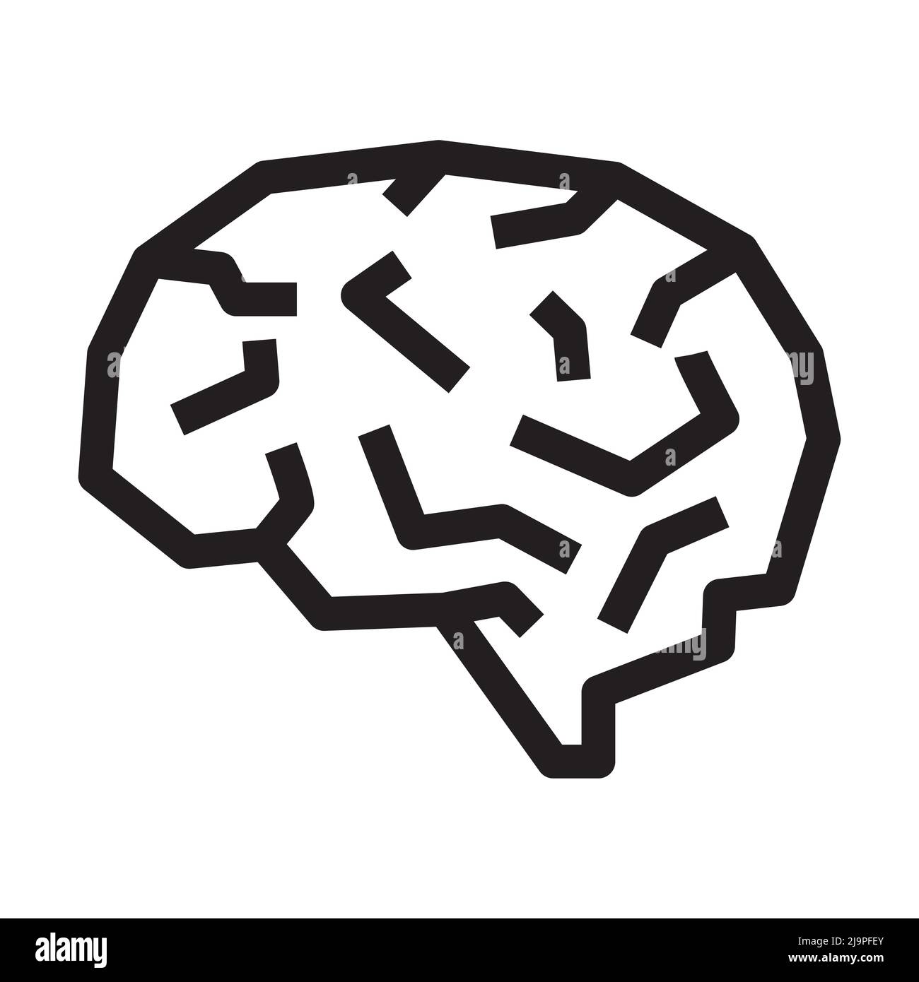 AI concept and Brain icon in outline style on white background Stock ...