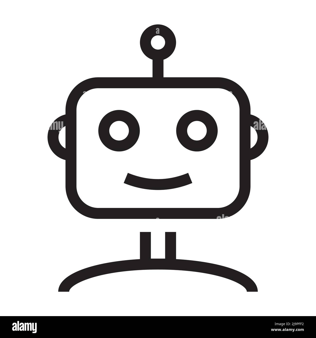 robot head icon in outline style on white background Stock Vector Image ...