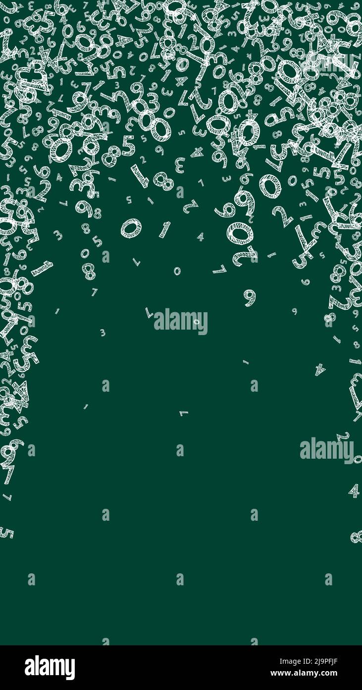 Falling childish chalk numbers. Math study concept with flying digits ...