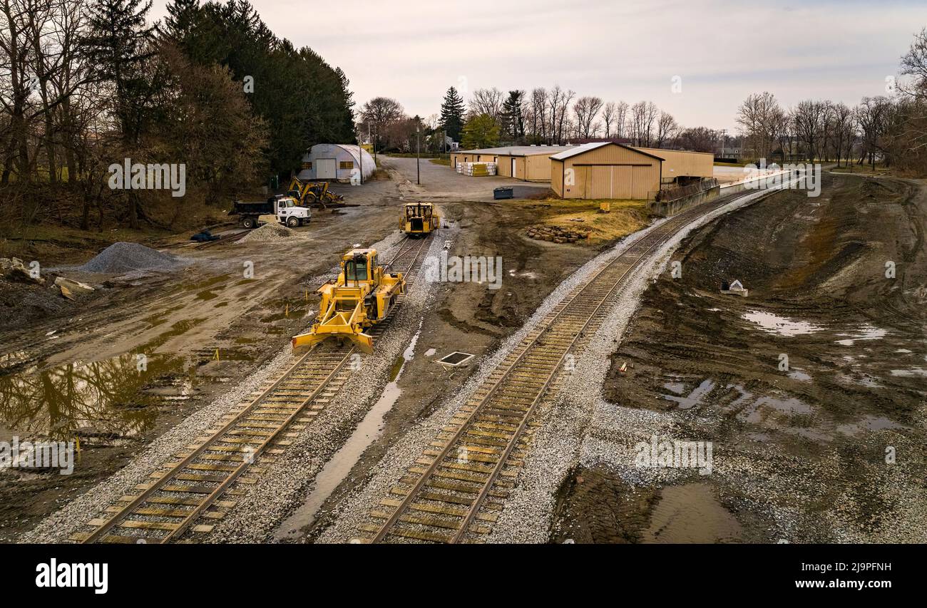Aerial View of a New Freight Yard Being Constructed and Tracking Being ...