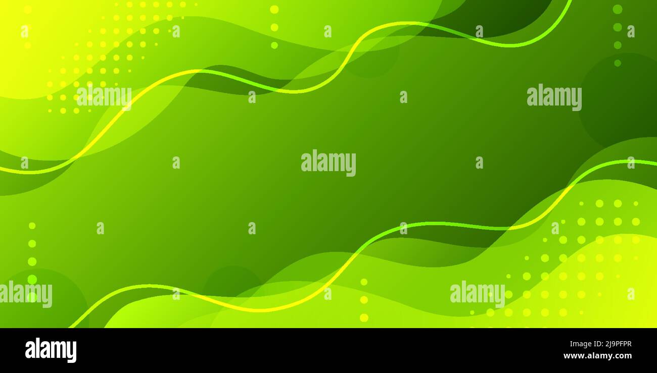 Abstract liquid neon memphis banner green cover. Bright color fluid ...