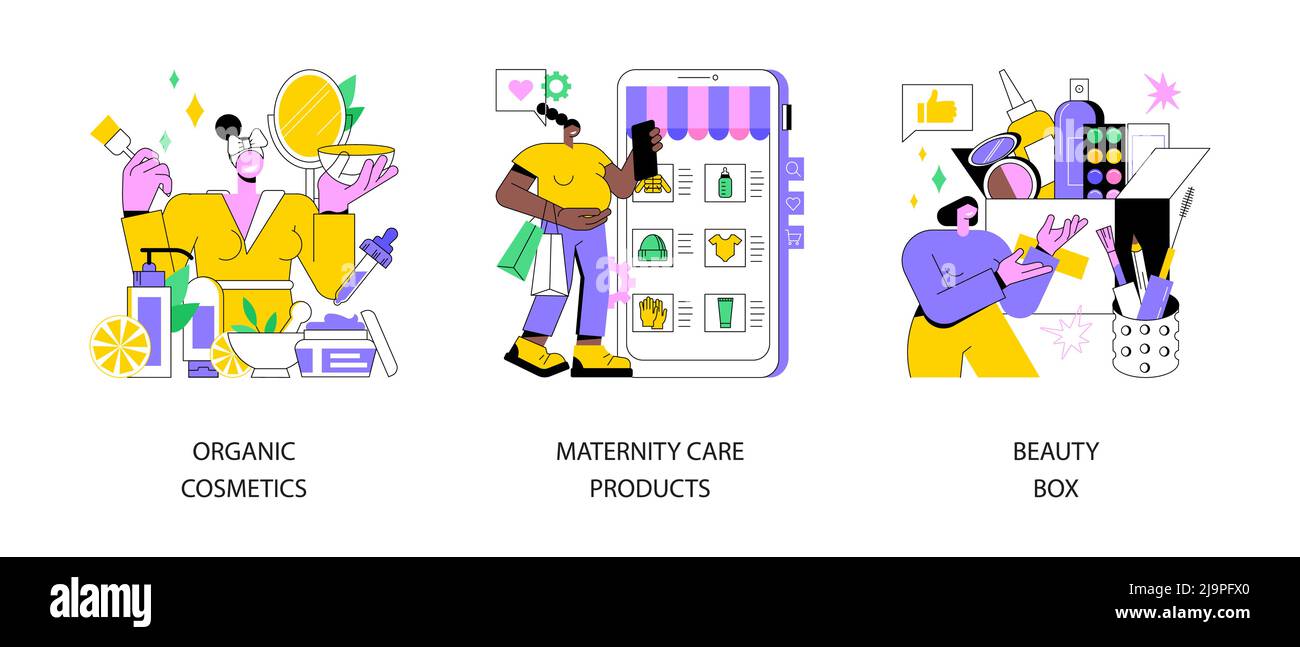 Natural cosmetics abstract concept vector illustration set. Organic ...