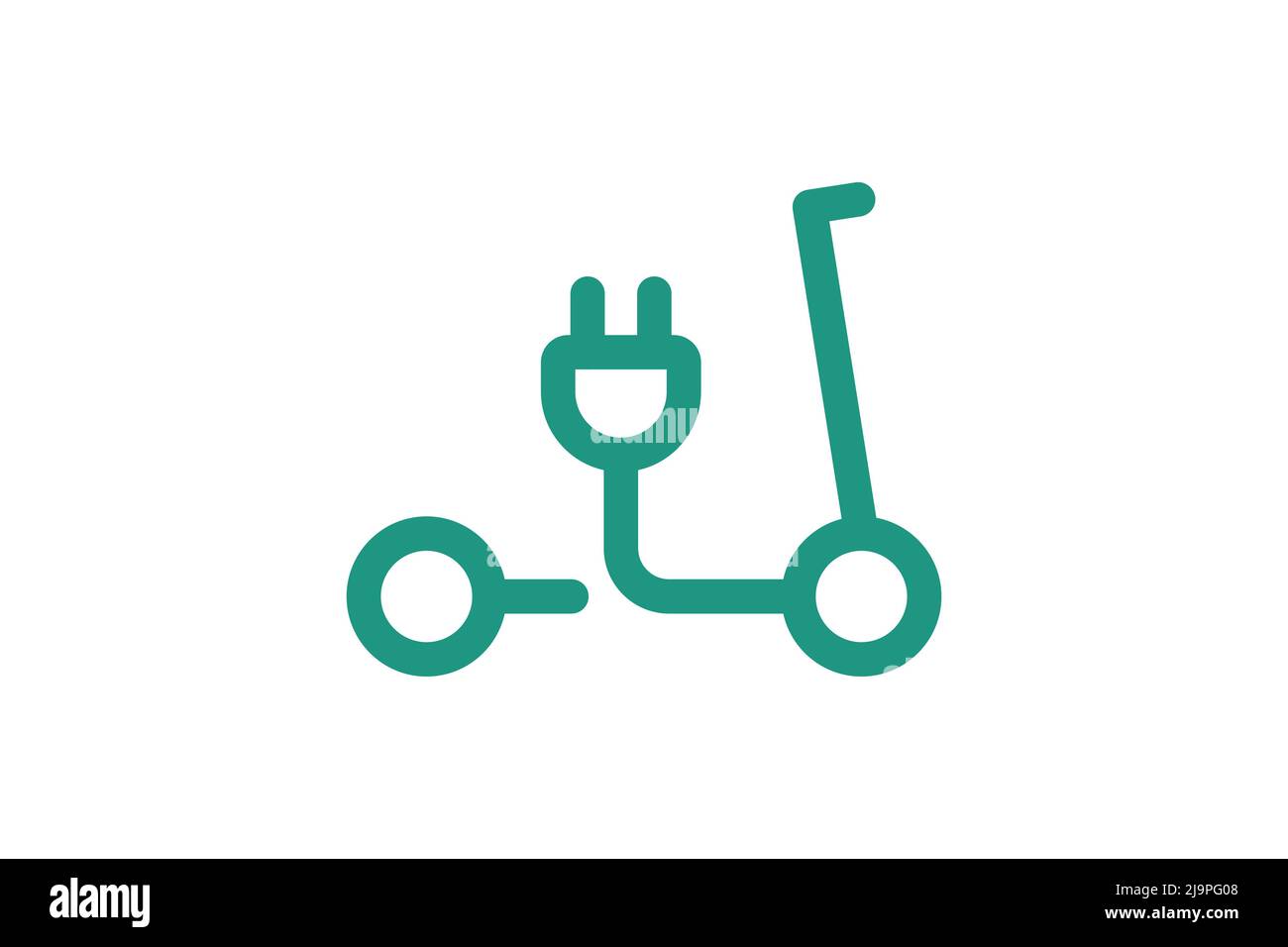 Electric push scooter icon. Green cable electrical kick e-scooter ...