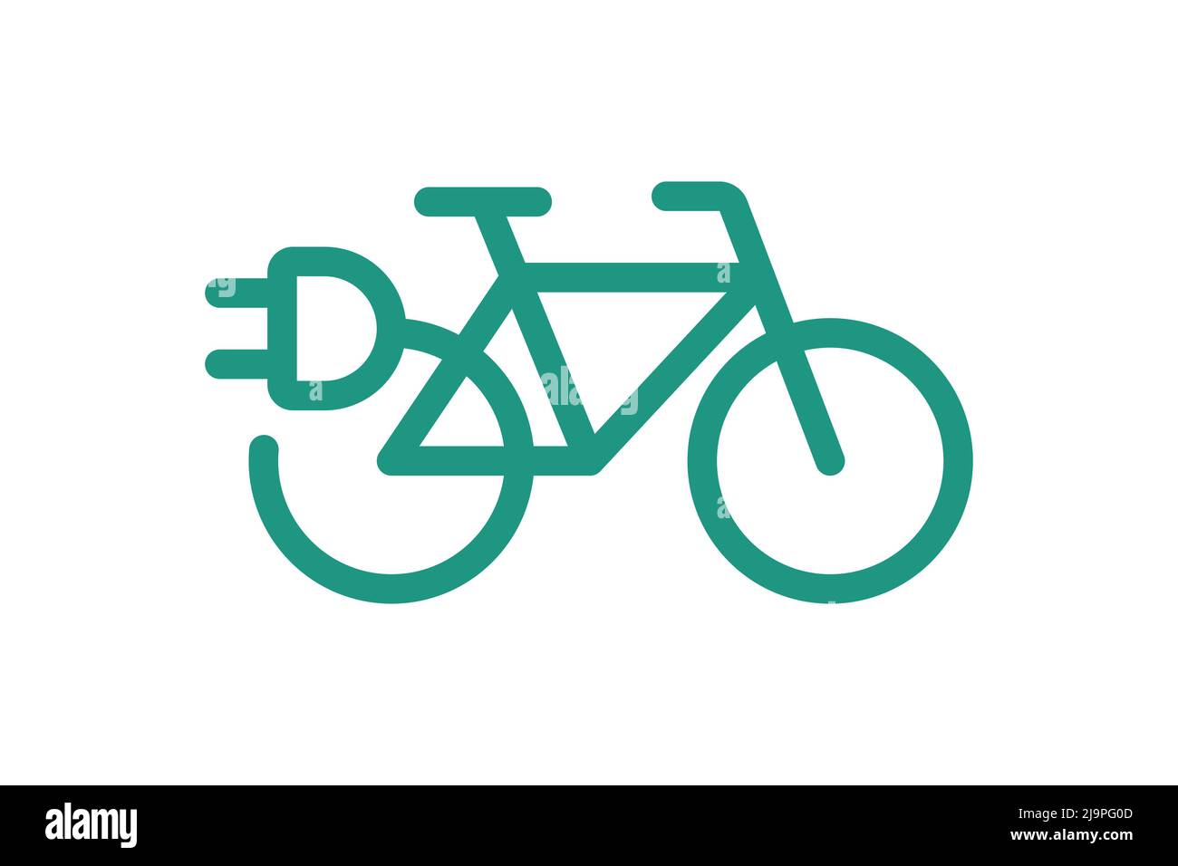 Electric bicycle icon. Green cable electrical bike contour and plug ...