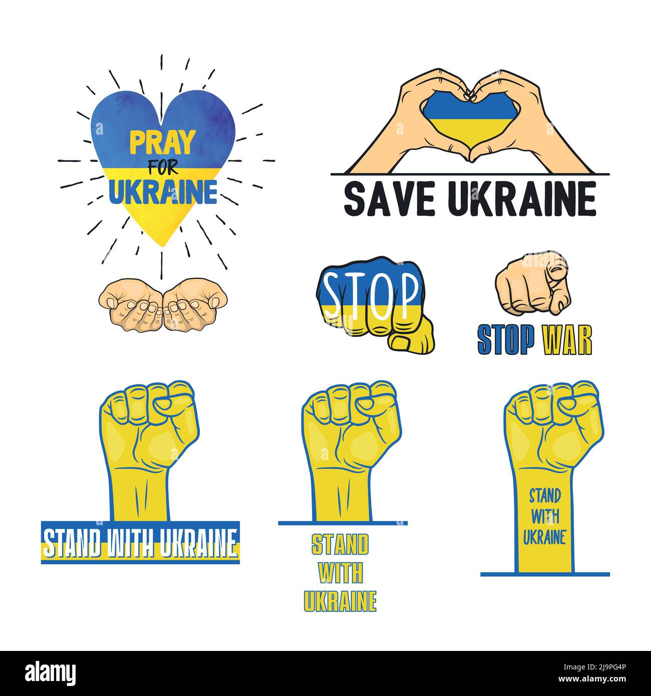 War in Ukraine. Symbols of Peace, Support Ukraine. No War Sign Set ...