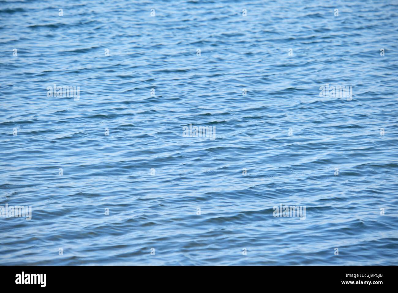 Closeup seascape surface of blue sea water with small ripple waves ...
