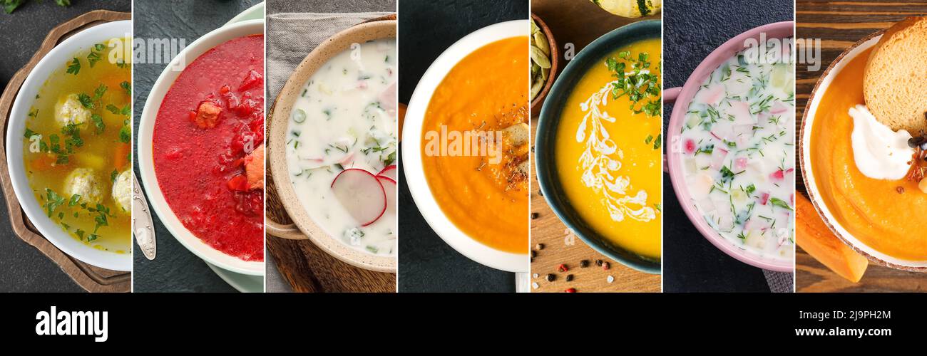Set fresh pumpkin soups hi-res stock photography and images - Alamy