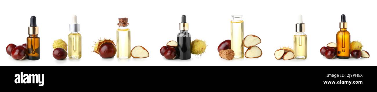 Set of chestnut essential oil isolated on white Stock Photo - Alamy