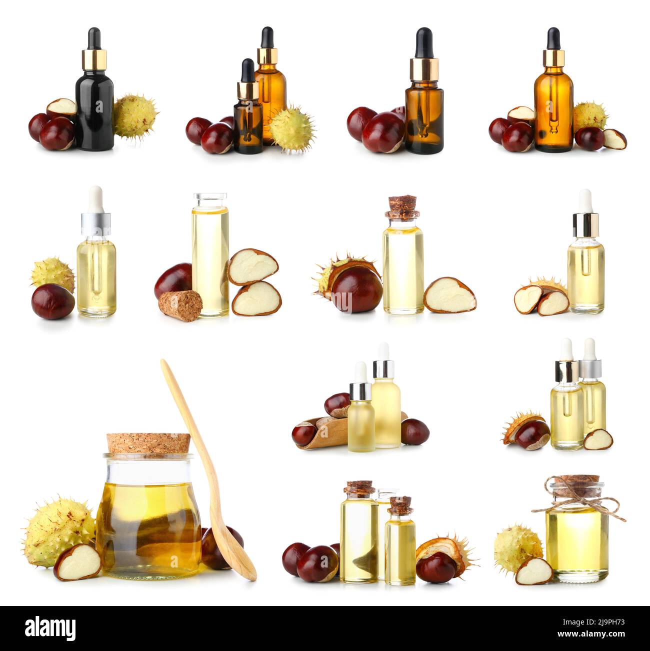 Set of chestnut essential oil isolated on white Stock Photo - Alamy