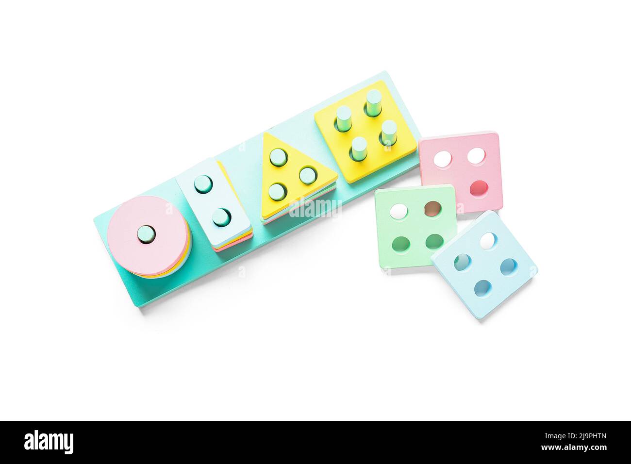 Children building blocks on white background Stock Photo - Alamy
