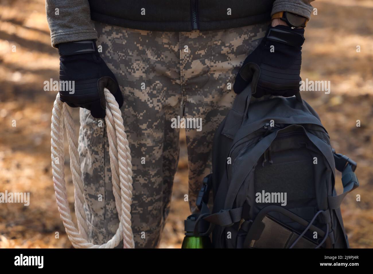 Male tourist backpack rope hi-res stock photography and images - Alamy