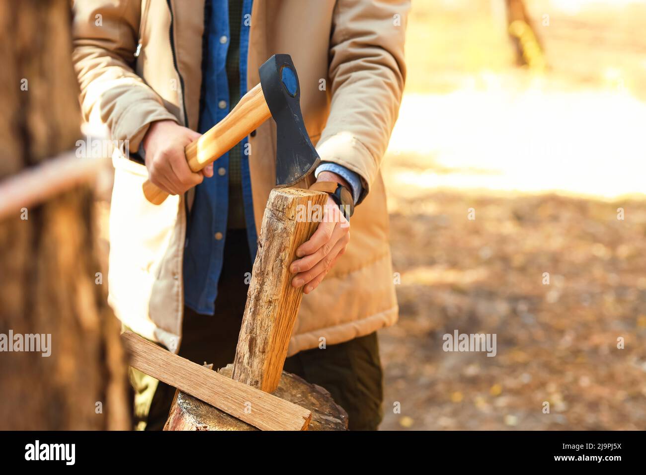 Camping axe chopping wood survival hi-res stock photography and images ...