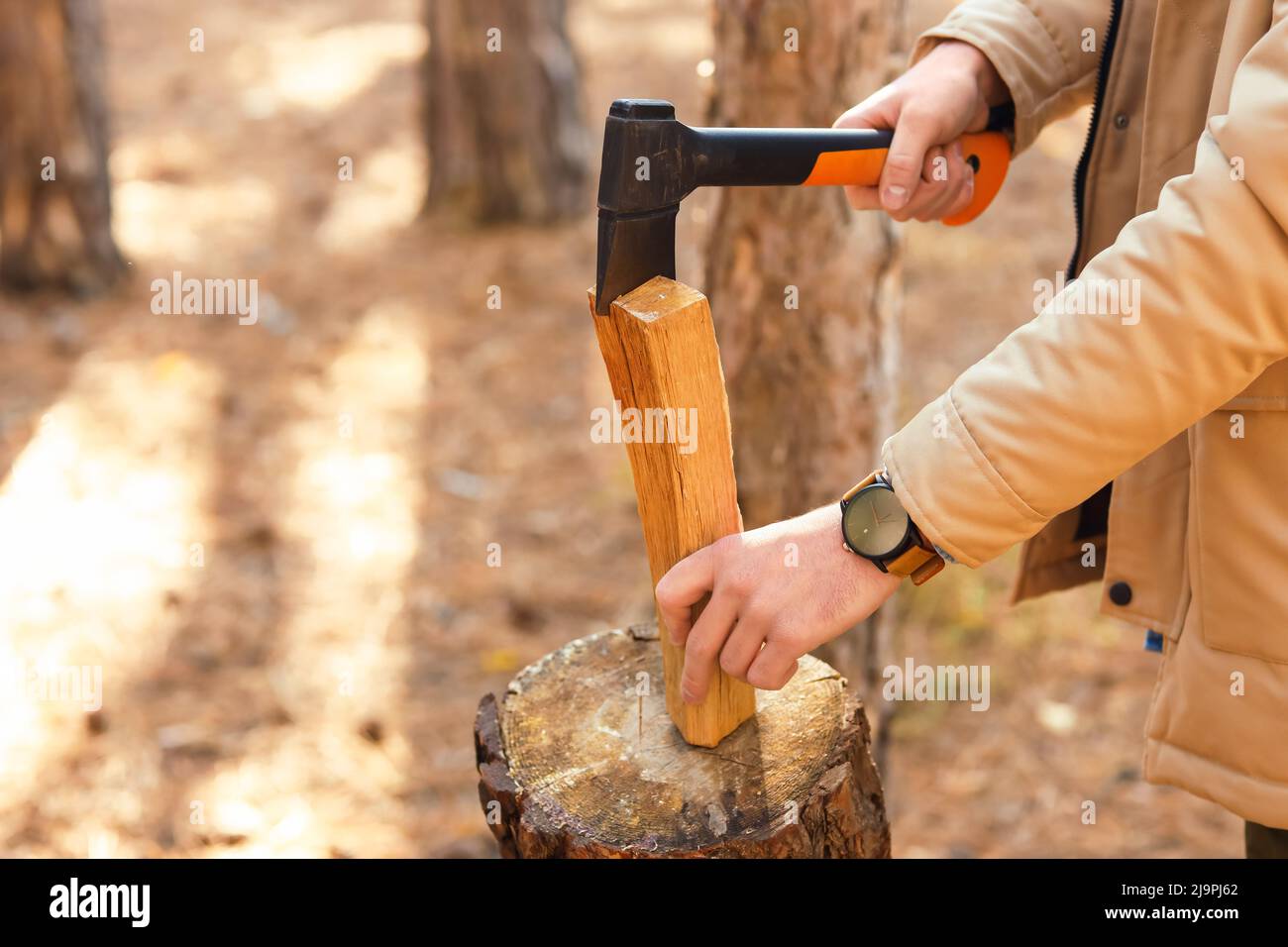 Camping axe chopping wood survival hi-res stock photography and images ...