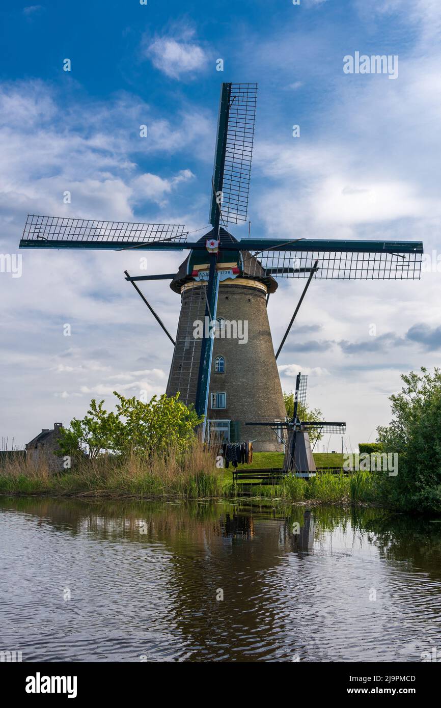 18tj-Century Dutch Windmills dot the rural scene in Kinderdijk ...
