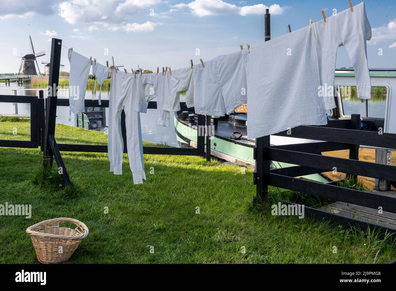 18tj-Century Dutch Windmills dot the rural scene in Kinderdijk ...