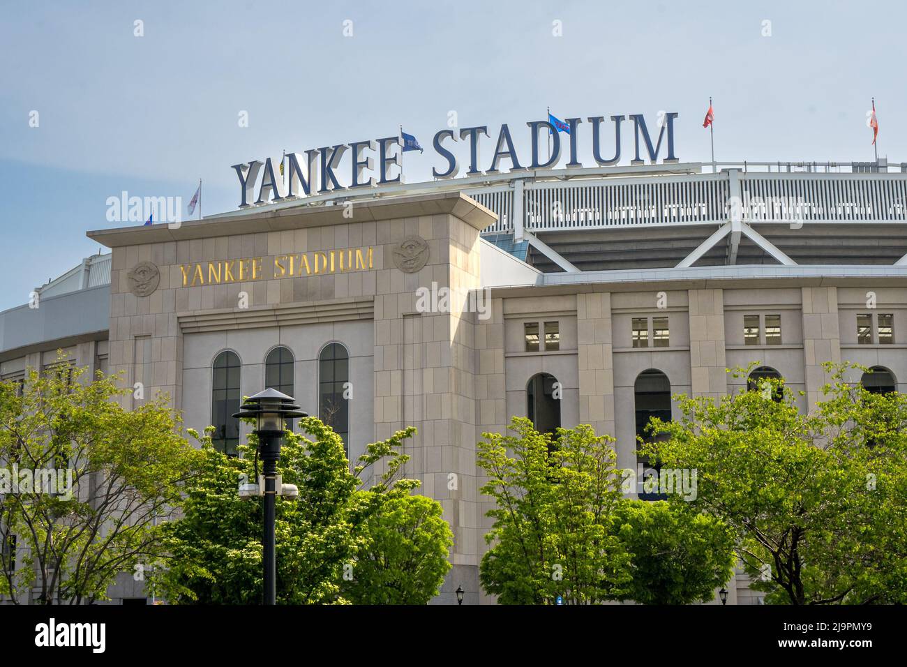 Bronx, NY - USA - May 20, 2022 Closeup view of the iconic Yankee ...
