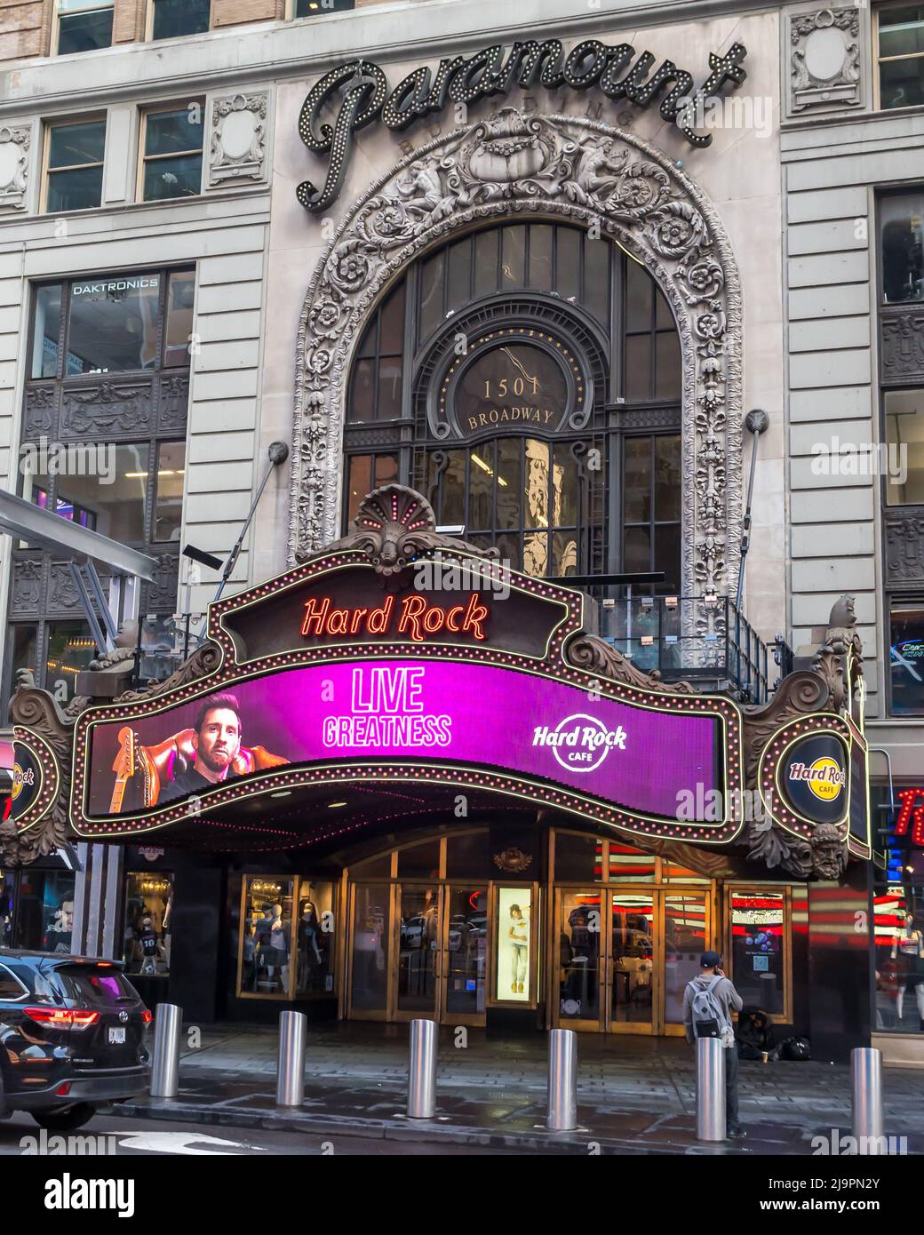 New York, NY - USA - May 20, 2022 Vertical view of the Hard Rock Cafe ...
