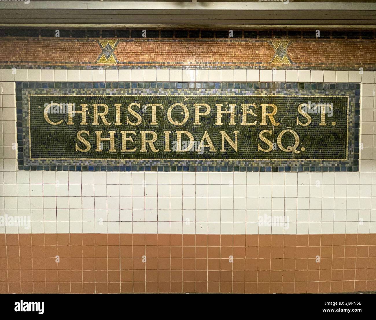 New York, NY - USA - May 20, 2022 The colorful ceramic tile mosaic sign ...