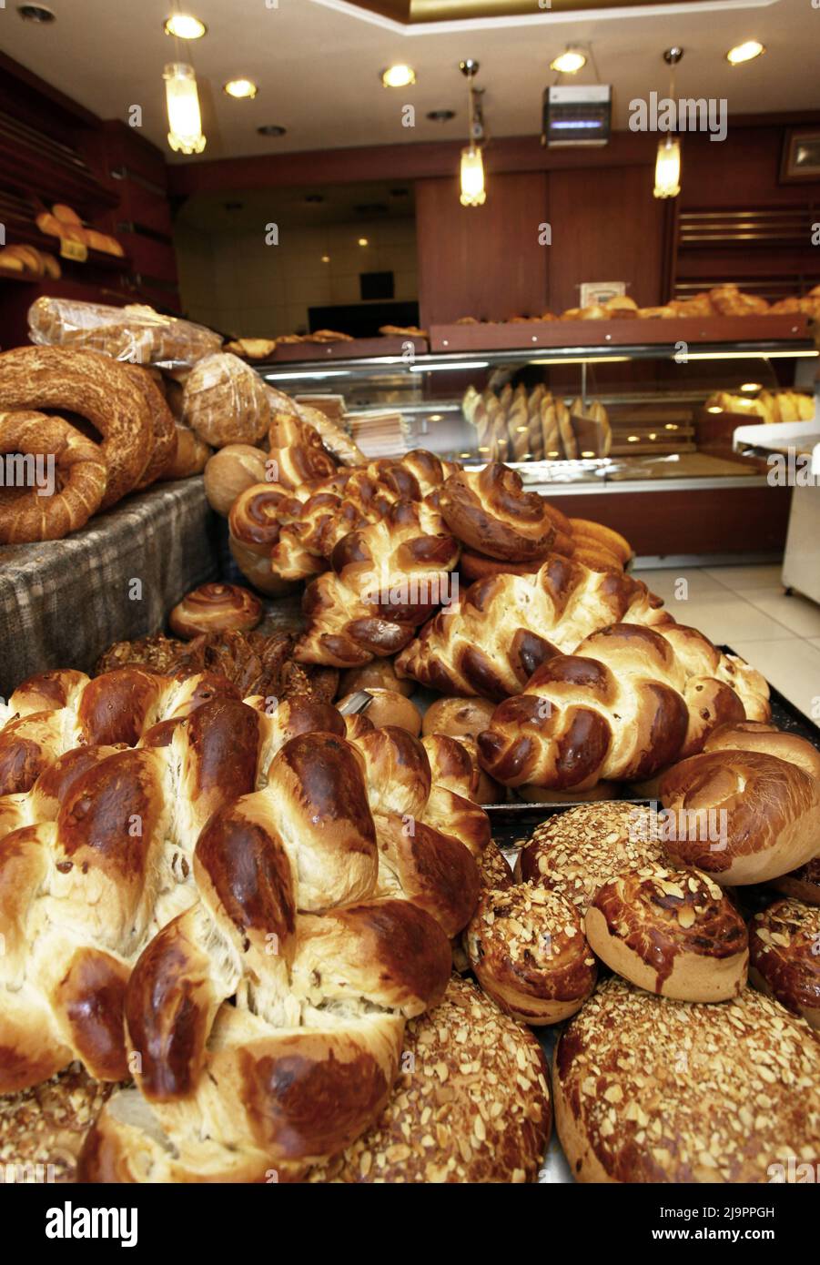 Easter cakes (Turkish name is Paskalya Coregi) at the bakery shop in ...