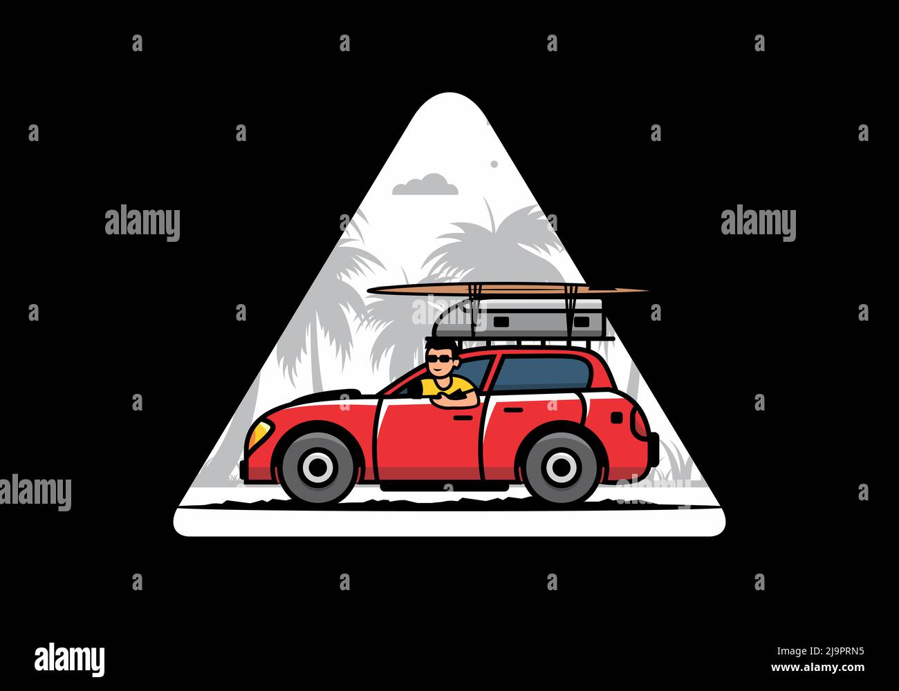 illustration design of a man riding a car for vacation Stock Vector ...